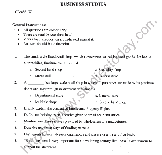 CBSE Class 11 Business Studies Worksheet Set L Solved CBSE Class 11 Business Studies Worksheet Set L Solved